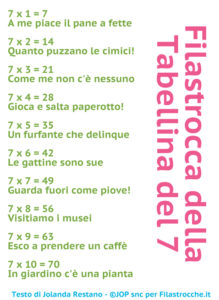 Filastrocca della Tabellina del 7 di Jolanda Restano - Filastrocche.it